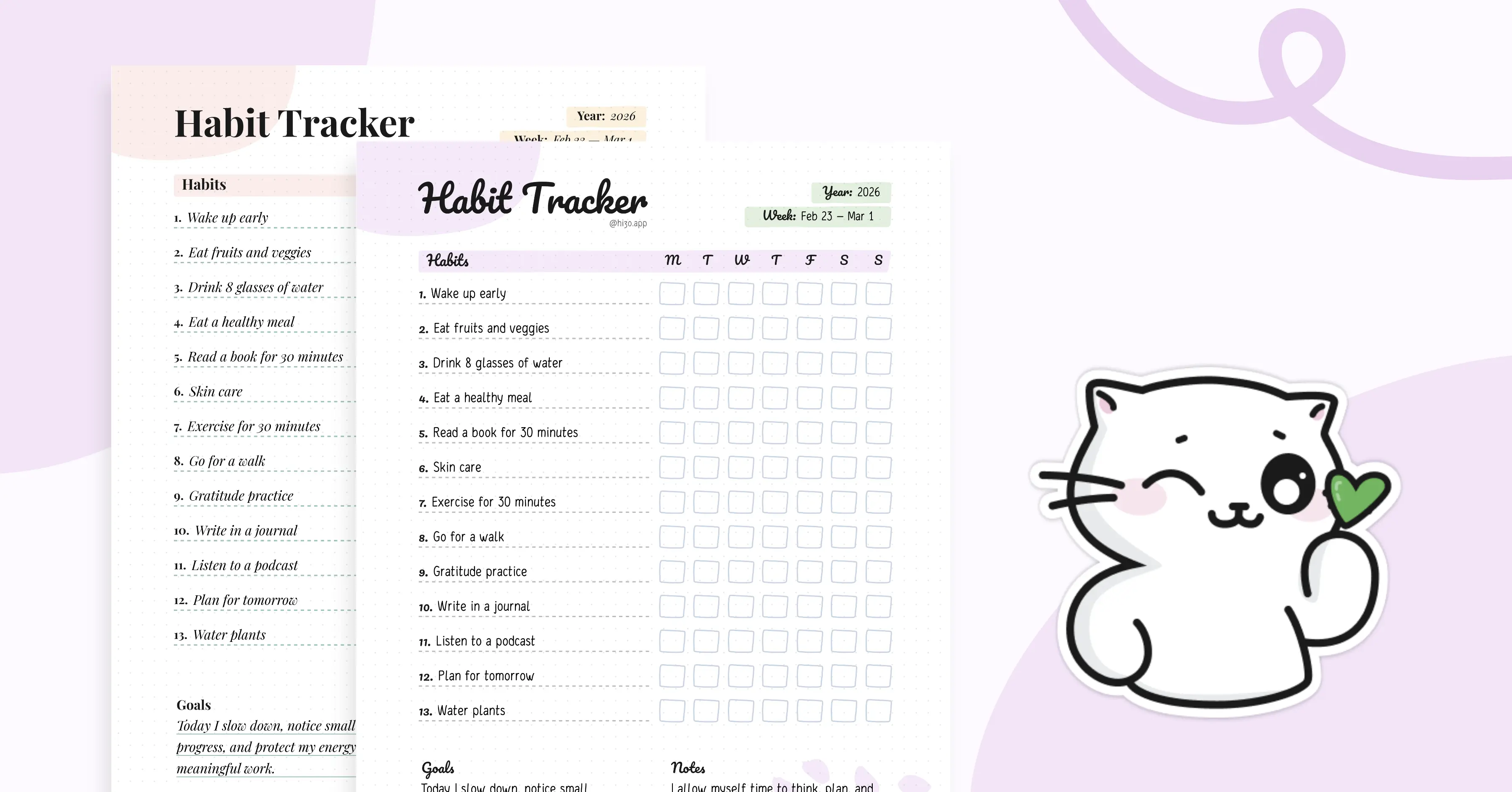 Weekly Habit Tracker Printable | Hizo: Habit Tracker & Todo